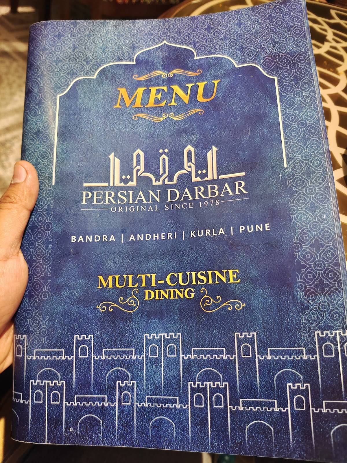 Menu at Persian Darbar Pune, Pune