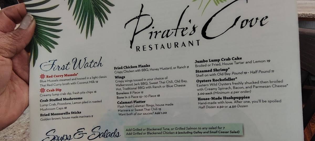 Menu at Pirate's Cove Restaurant, Chesapeake