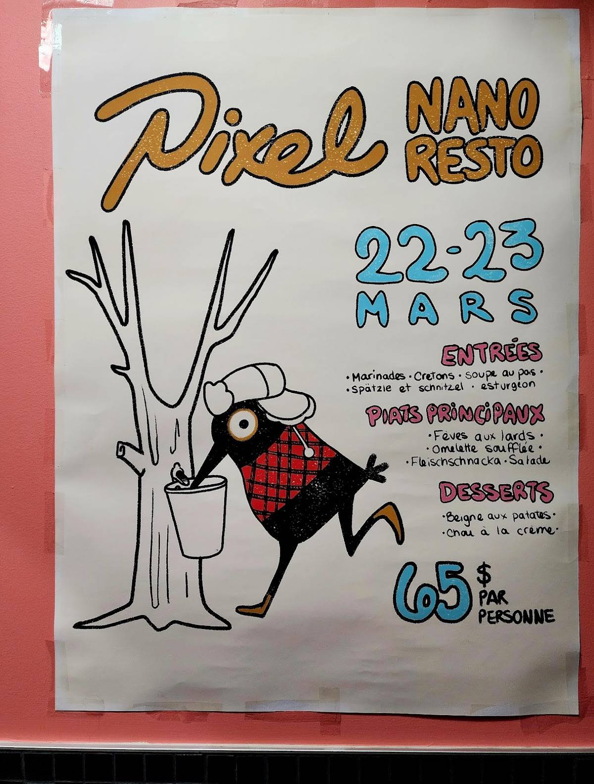 Menu au Pixel nano Resto restaurant, Sutton