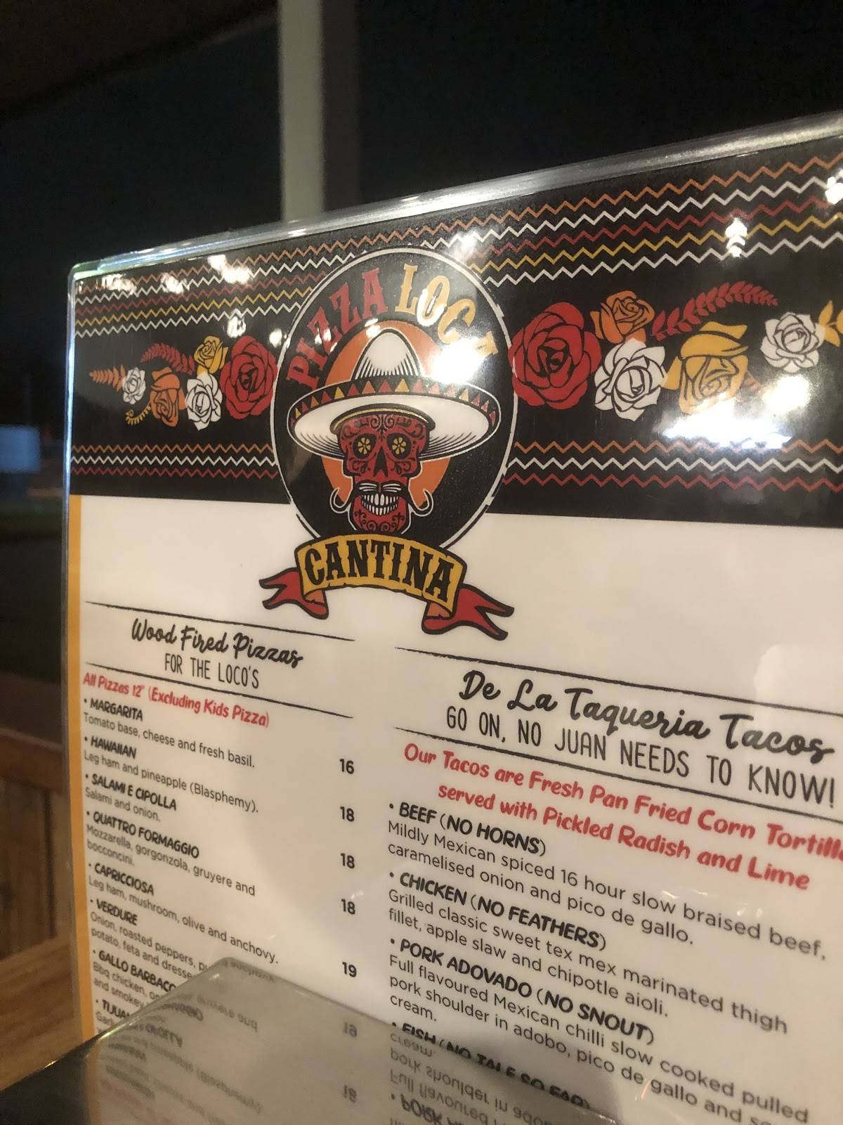 Menu at Pizza Loca Cantina pizzeria, Woree