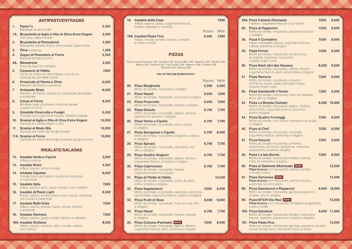 Menu at Pizzeria Pasta Fina - Vila Real, Vila Real
