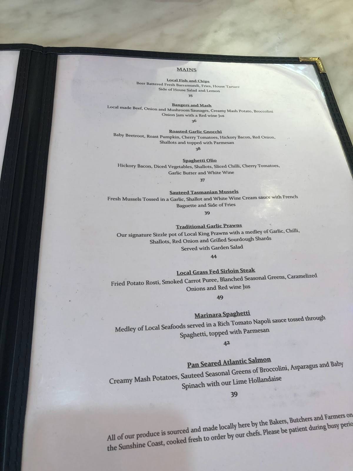 Menu at Poets Cafe, Montville