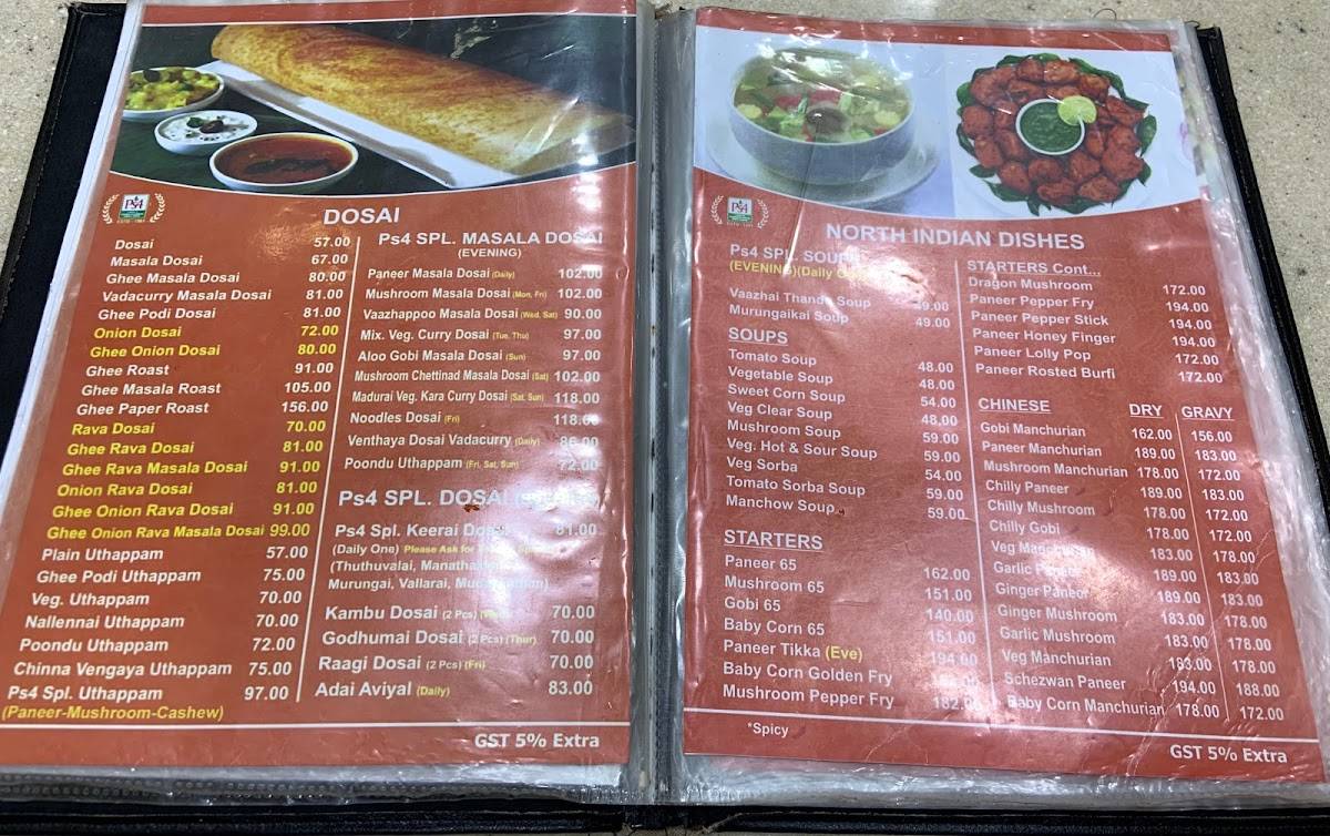 Menu at Ps4 Restaurant, Thirupathi, Tirupati, JCQH+X5P