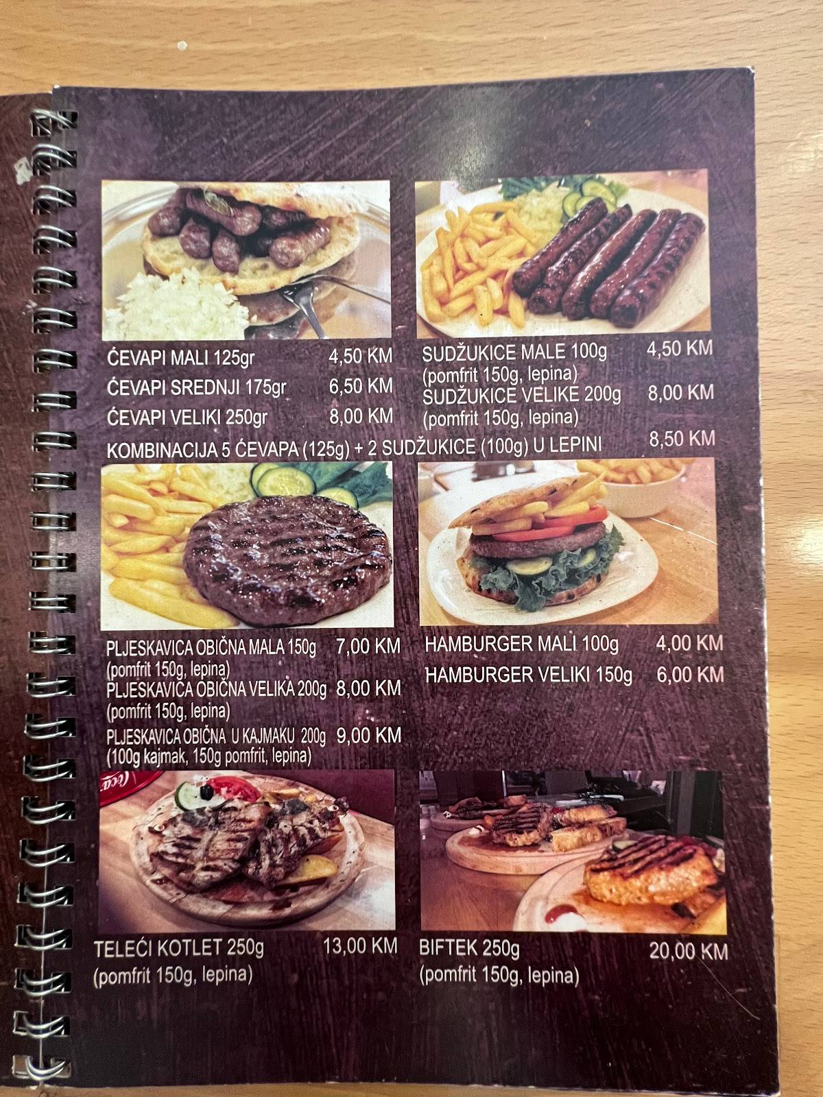 Menu at ROŠTILJNICA Čudesa od mesa restaurant, Tuzla