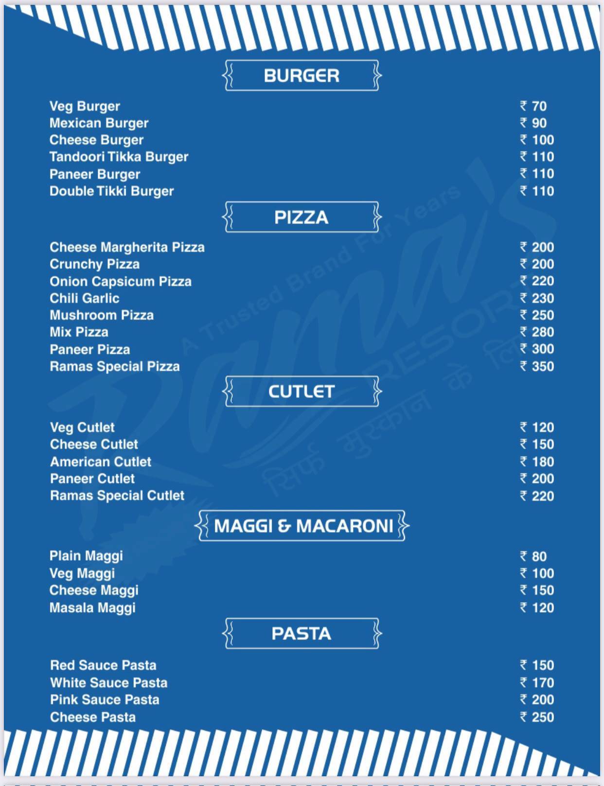 Menu at Rama's Resort - Best Luxury Resorts In Jaipur, Gunsi, NH -52 ...