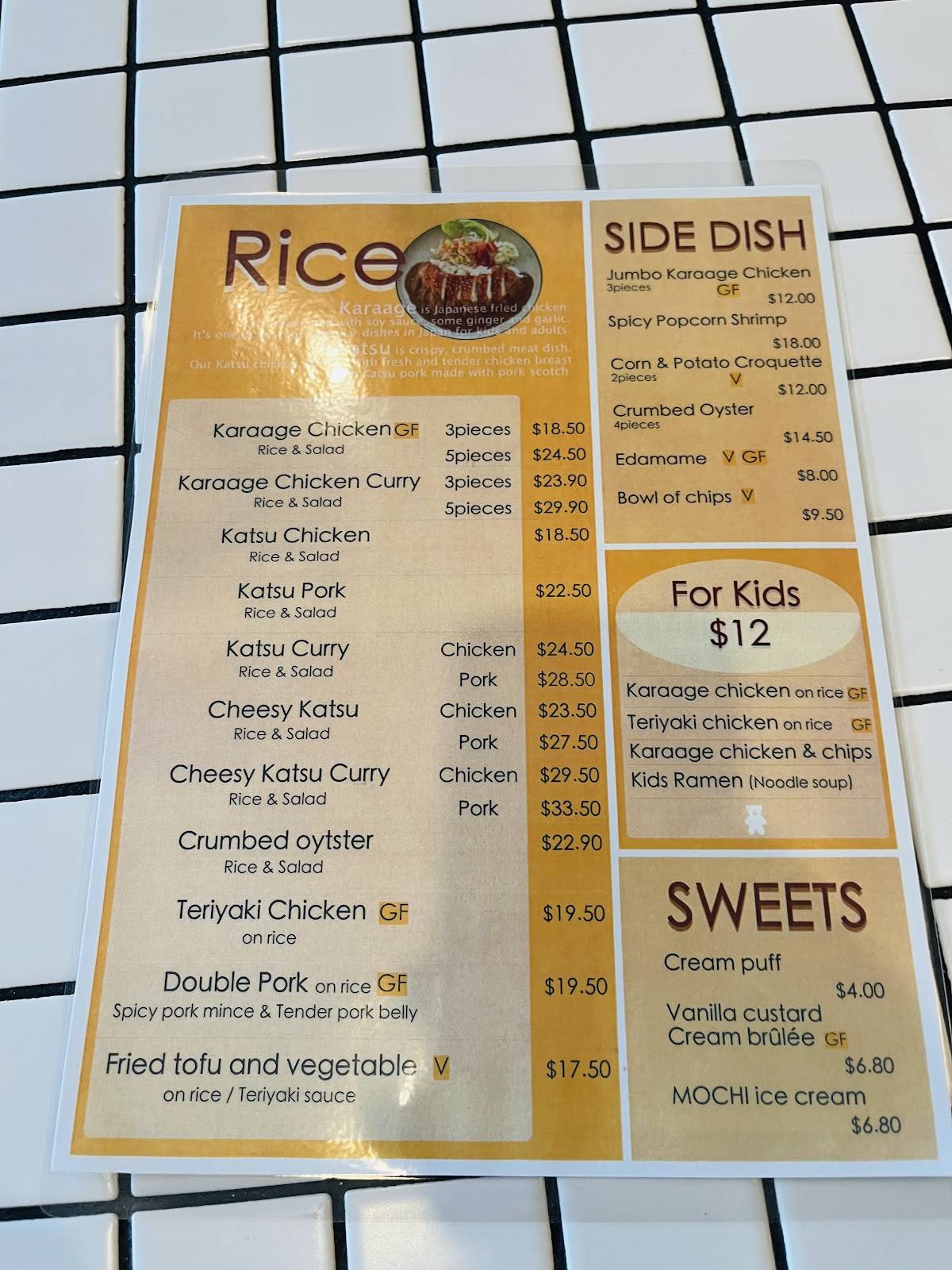 Menu at Ramen Plus restaurant, Bunbury