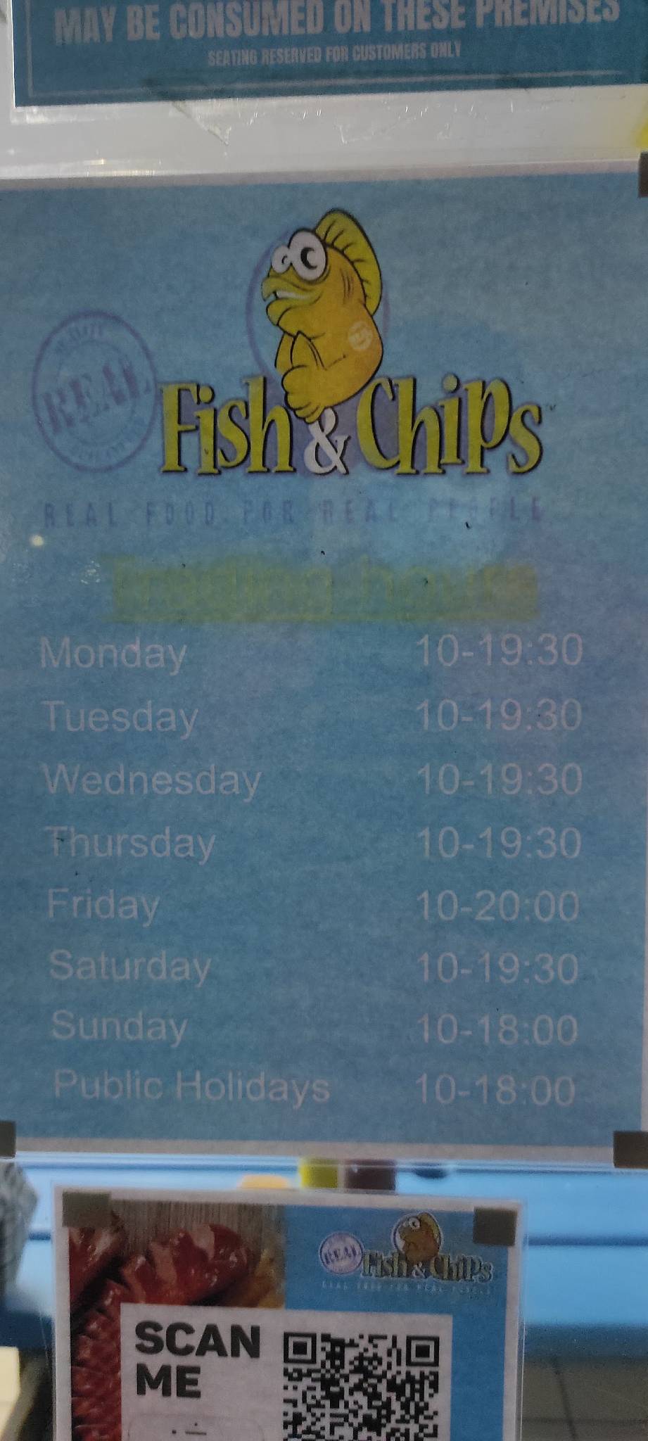 Speisekarte von Real Fish and Chips Equestria restaurant, Pretoria, C/O ...