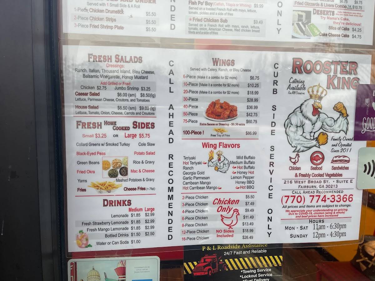 Carta del restaurante Rooster King Fried Chicken, Fairburn