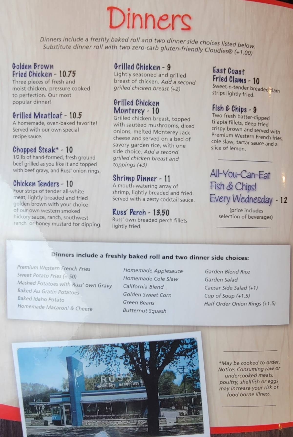 Menu at Russ' Restaurant, Grand Rapids, Alpine Ave NW
