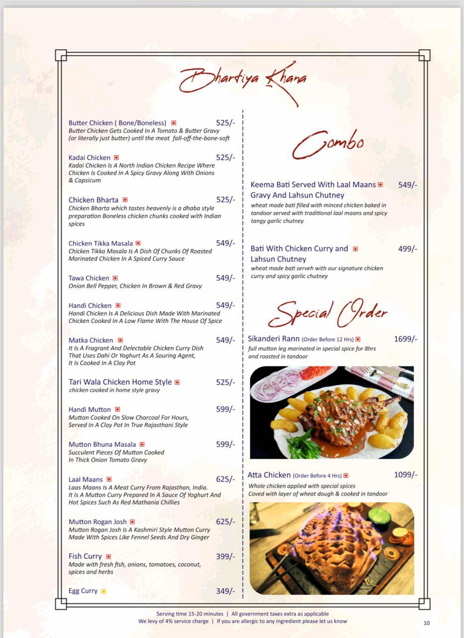 Menu at SKYZA Rooftop Lounge, Jaipur