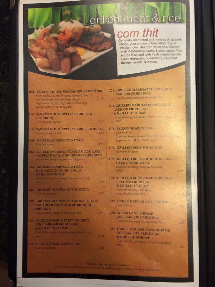 Menu at Saigon Noodles restaurant, Baton Rouge, N Sherwood Forest Dr APT B