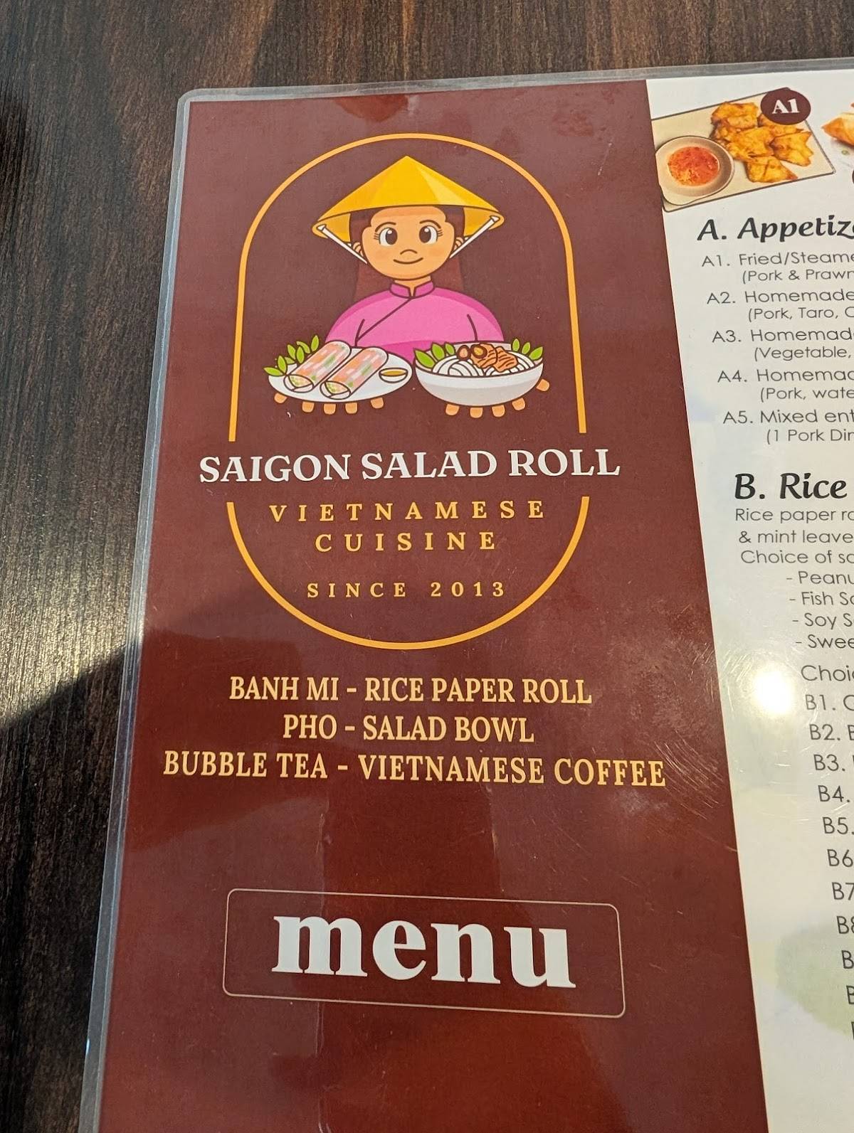 Menu at Saigon Salad Roll restaurant, Coorparoo