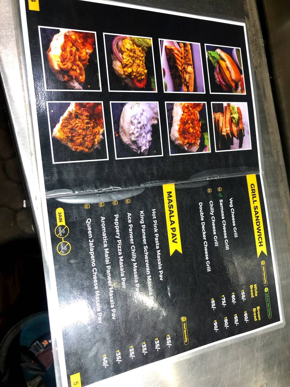 Menu at Samosa King, Mumbai
