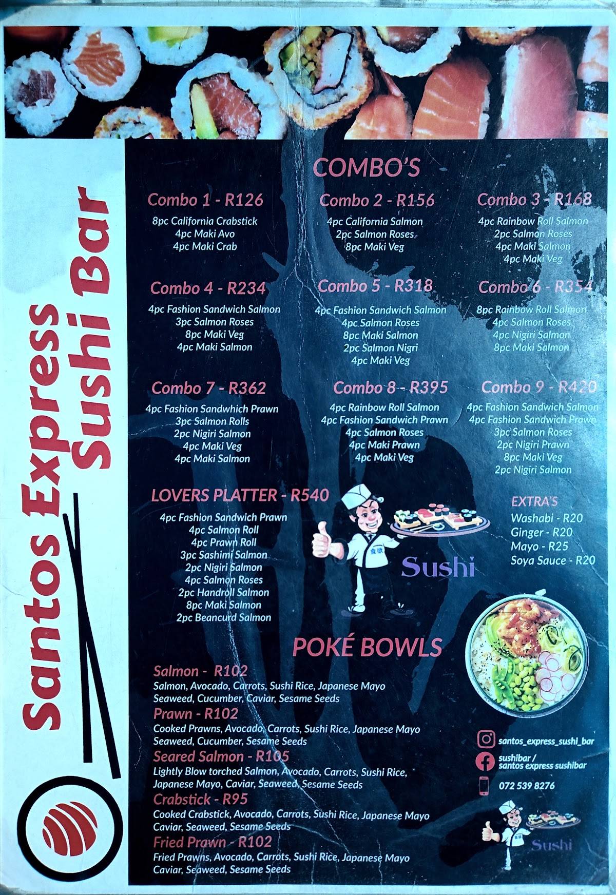 Menu at Santos Express Restaurant, Mossel Bay
