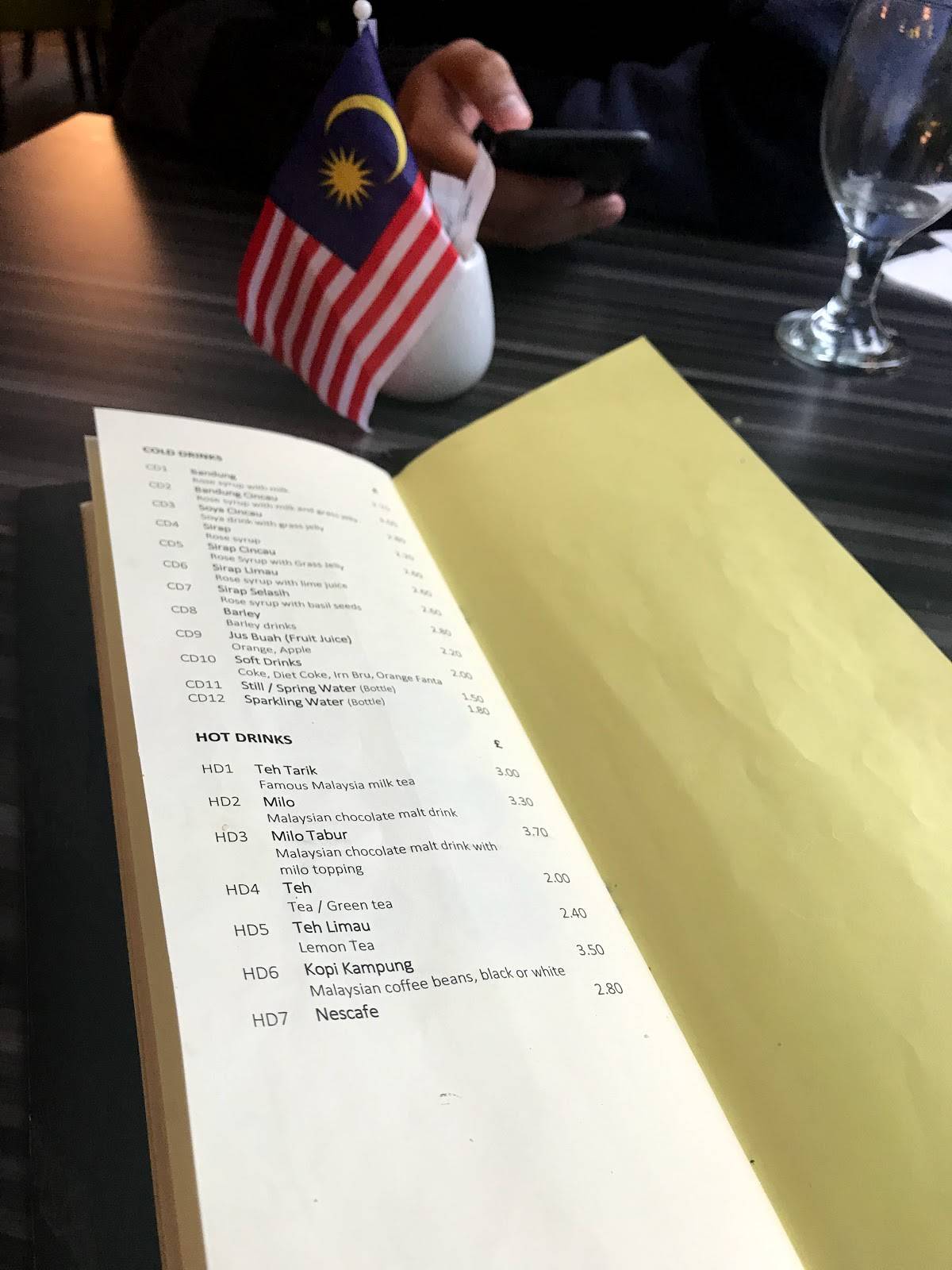 Menu at Selera Malaysia Bistro restaurant, Aberdeen