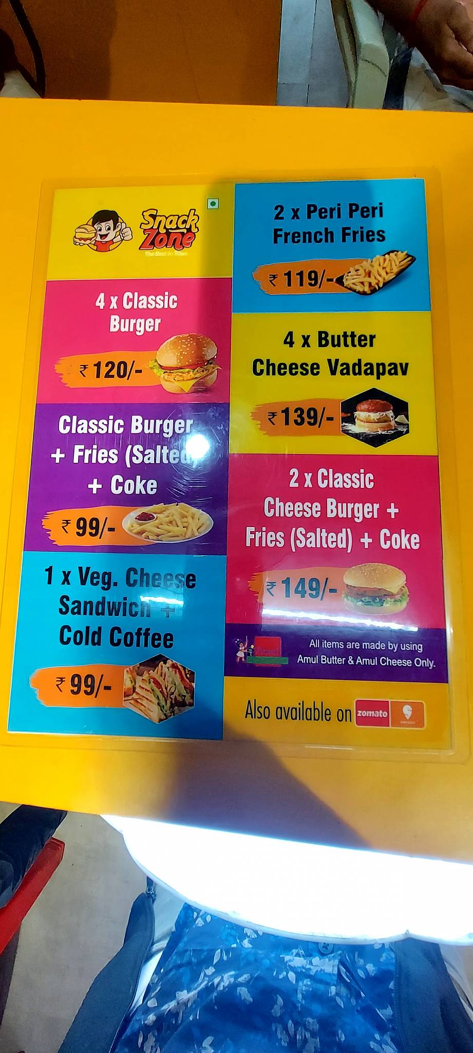 Menu at Snack Zone, Vadodara, Shop No. 9