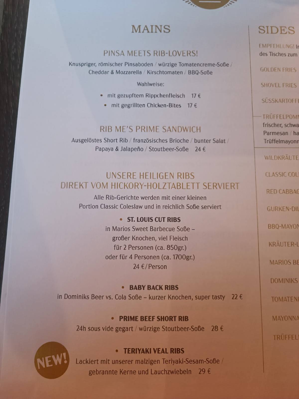 Speisekarte von Rib me! Bar und Restaurant, Bonn