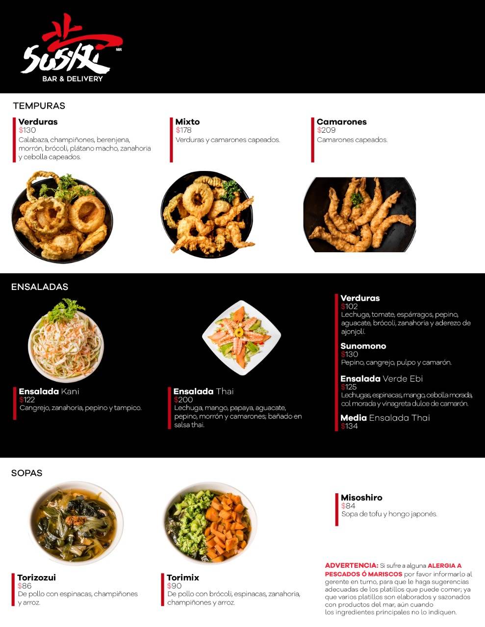 Menu at Sushi Bar & Delivery, Mexicali, Calz. Justo Sierra 1515