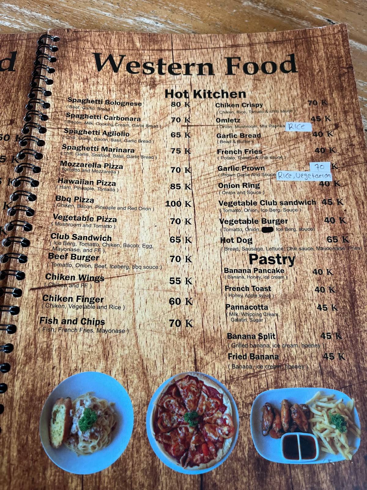 Carta de TA Restaurant Penida, Indonesia