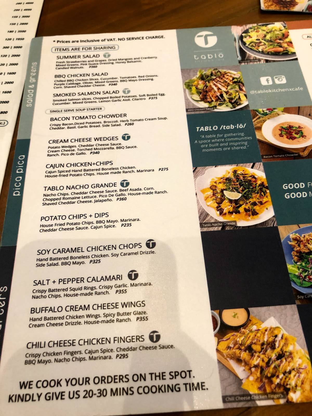 Menu at Tablo Kitchen x Cafe - BF Homes, Parañaque City, Parañaque