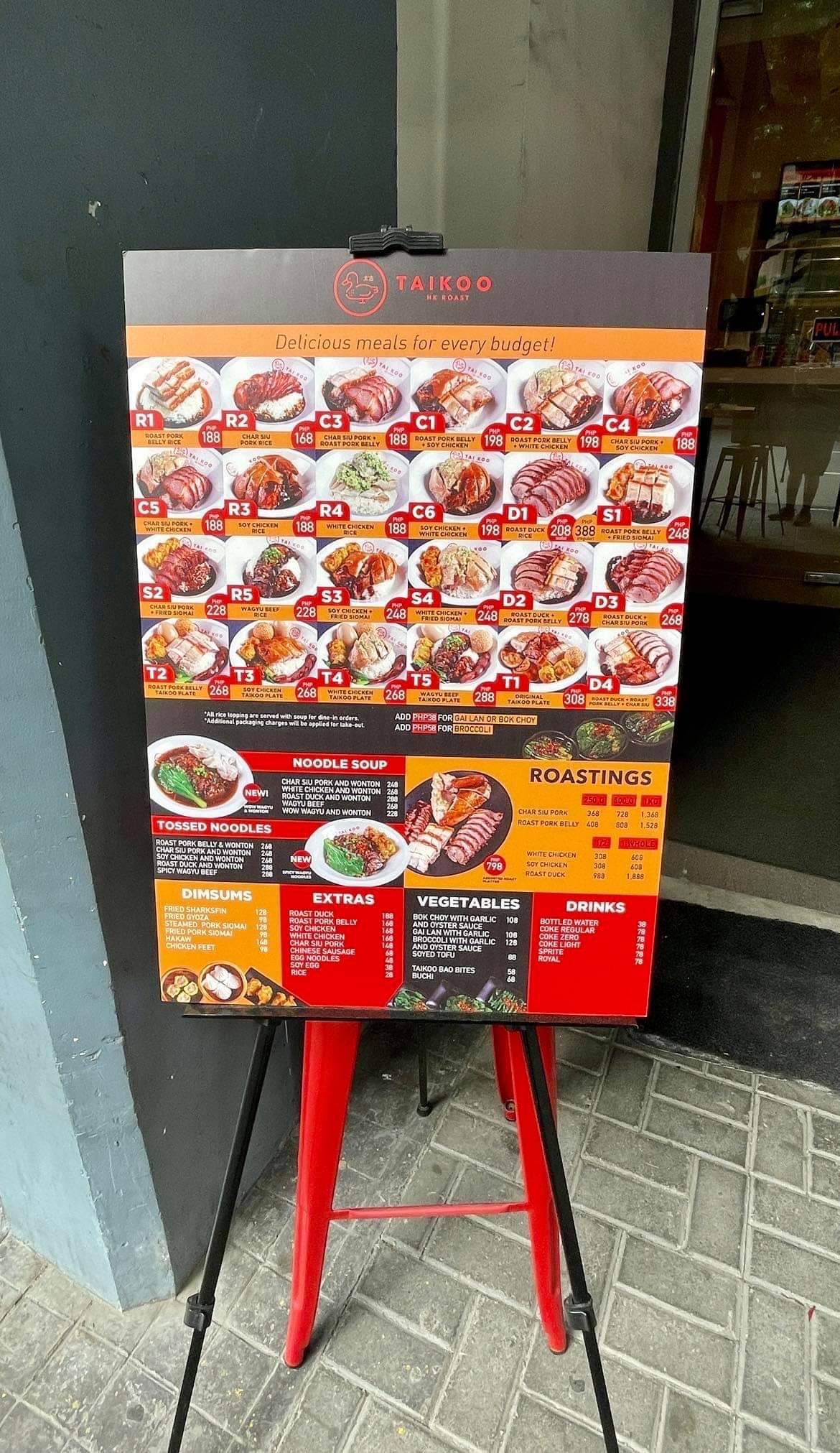 Menu at Taikoo HK Roast restaurant, Makati, H258+9H4