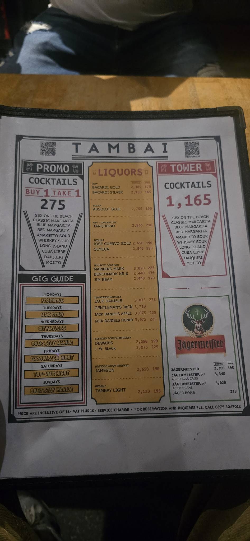 Carta del restaurante Tambai Yakitori Snackhouse, Manila