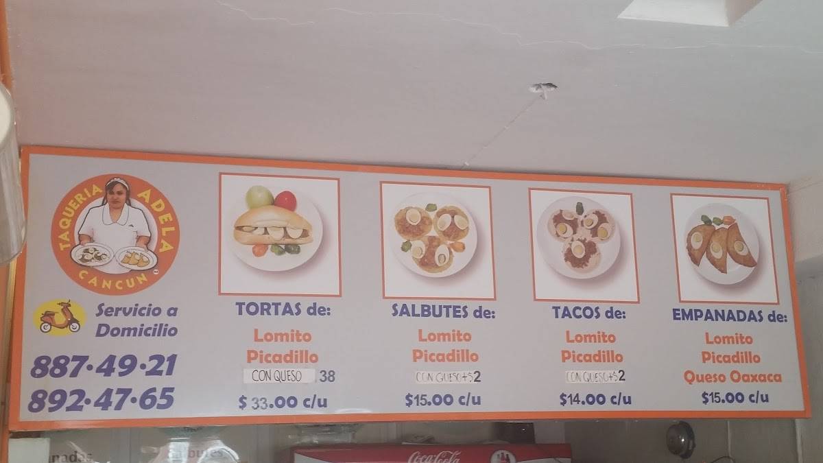 Carta del restaurante Taquería Adela, Cancún, C. 6 63
