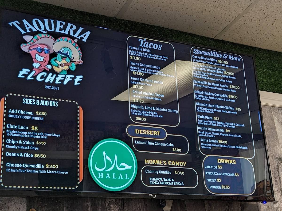Carta del restaurante Taqueria El Chefe, Calgary, 27 Ave NE