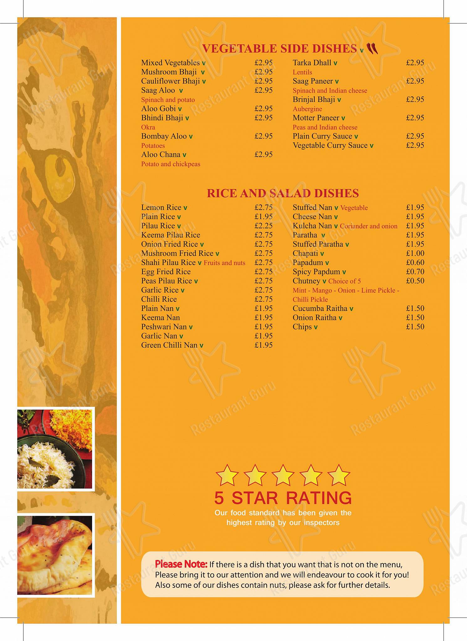 Menu at Taste Of Bengal restaurant, Penrith
