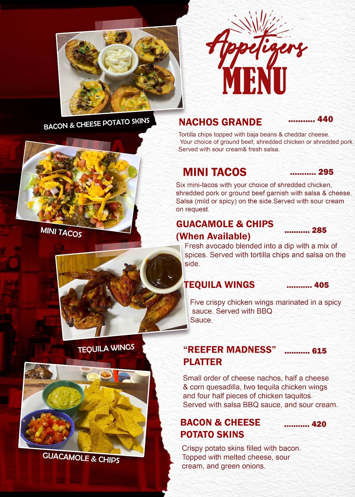 Menu at Tequila Reef Angeles City restaurant, Angeles