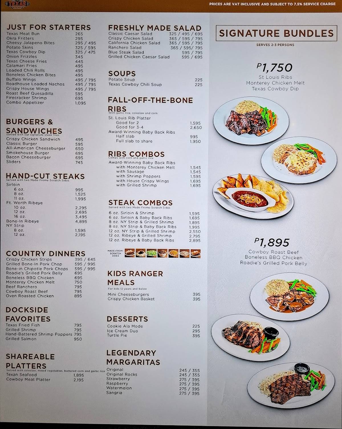 Menu at Texas Roadhouse - Harbor Point restaurant, Subic Bay Freeport Zone