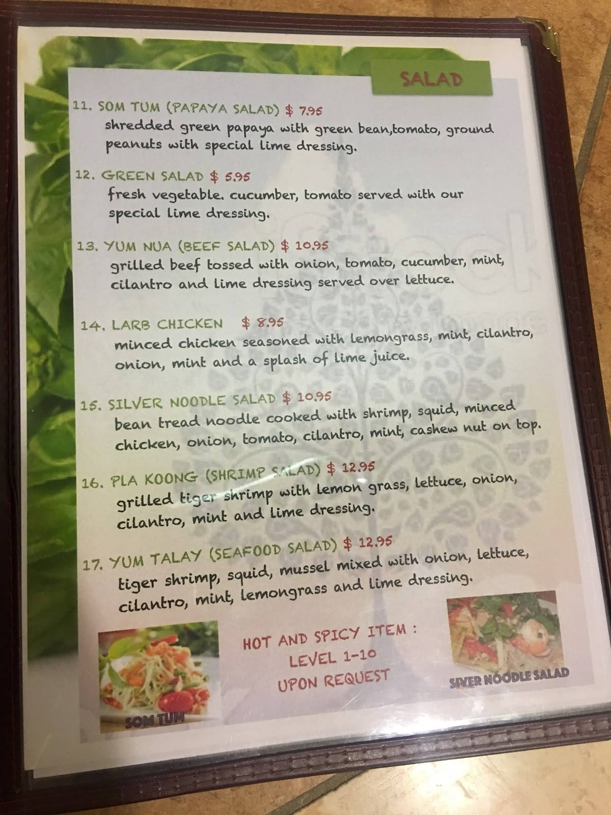 Menu at Thai Basil Restaurant, Visalia