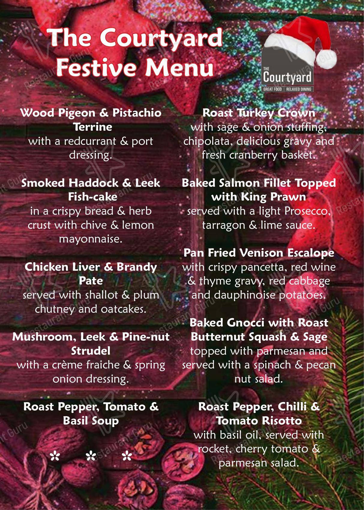 Menu at The Courtyard restaurant, Cupar