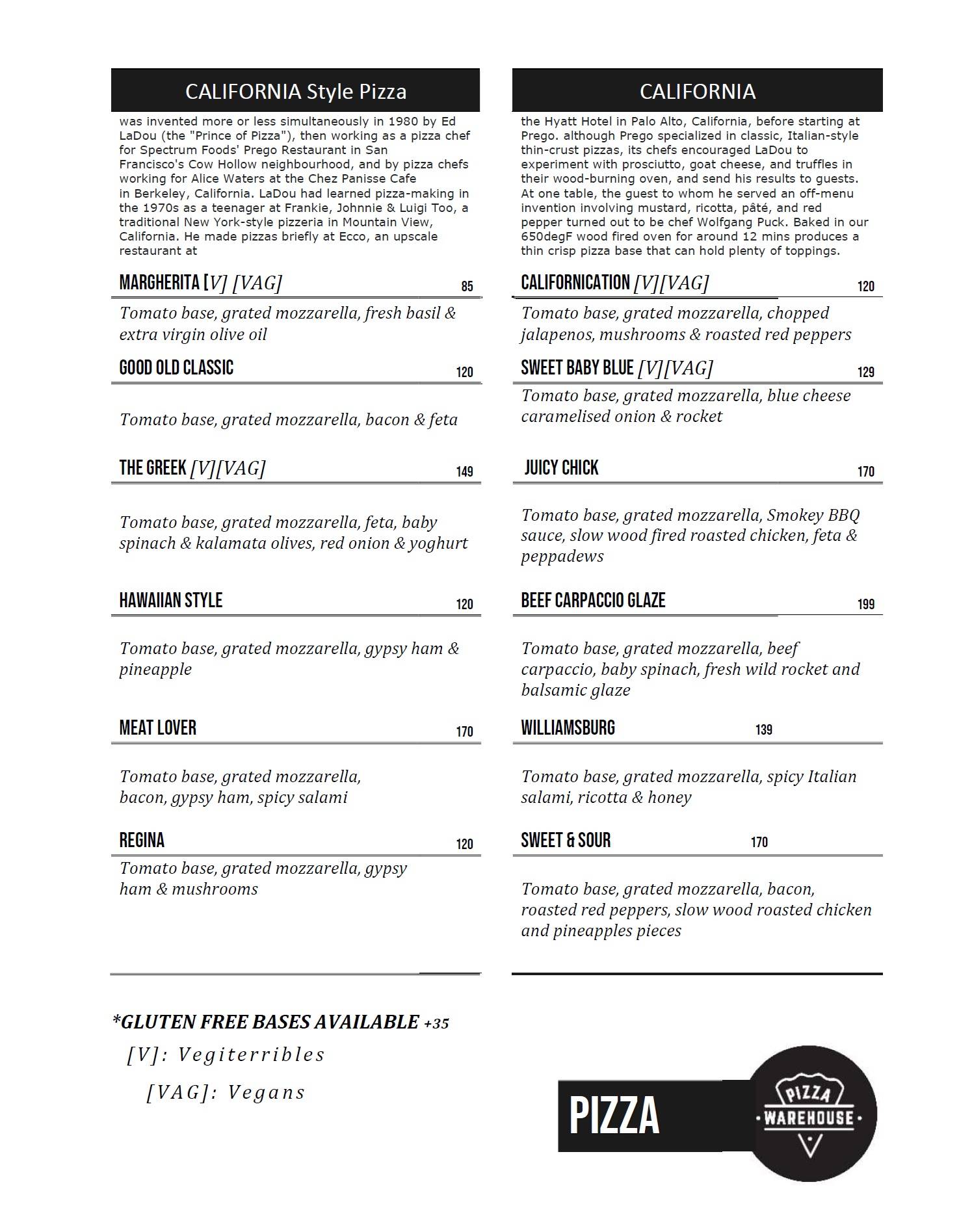 Menu at The Dog's Bollocks at YARD restaurant, Cape Town