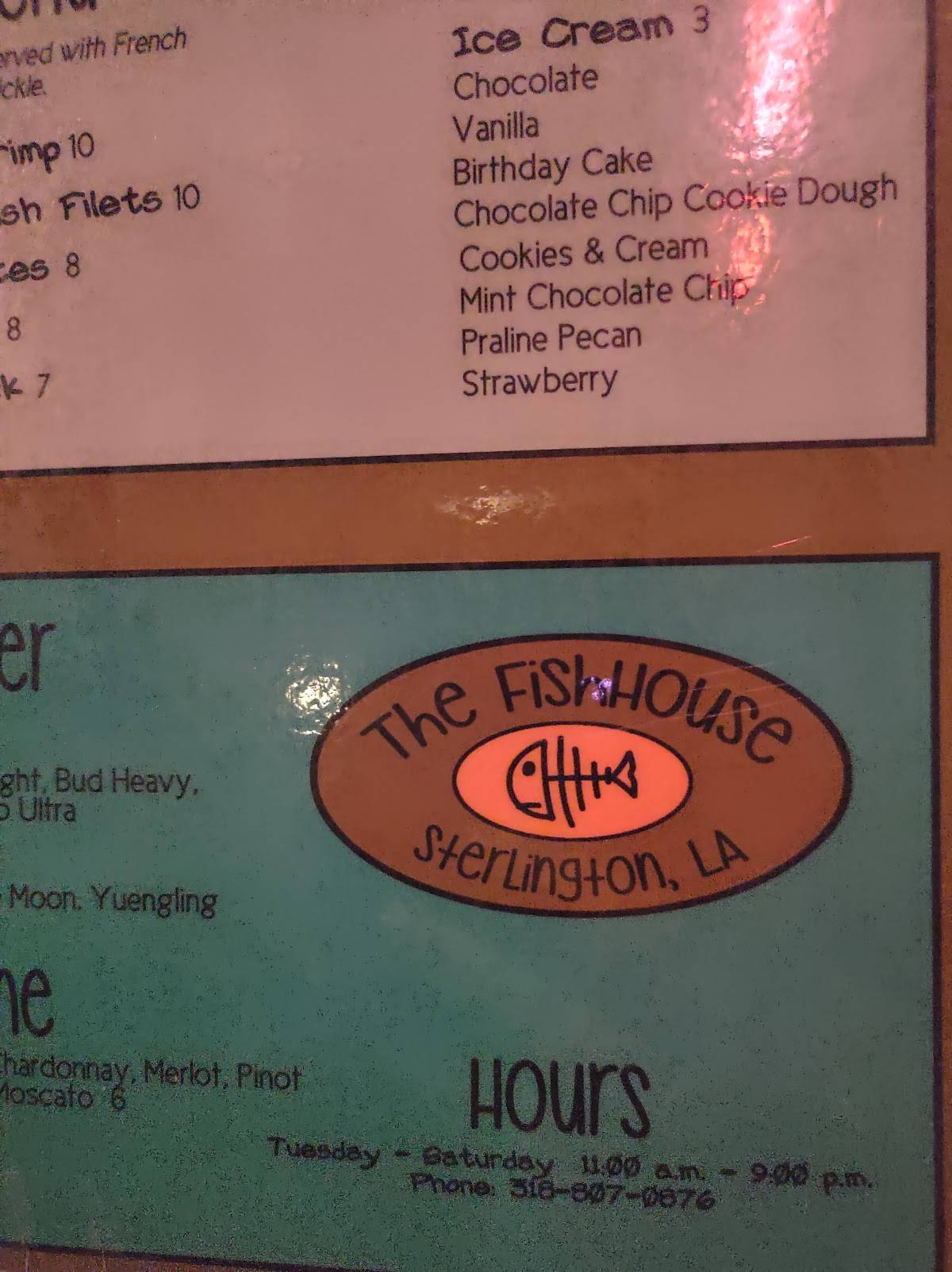 Menu at The Fish House restaurant, Monroe, 8823 US-165 #6