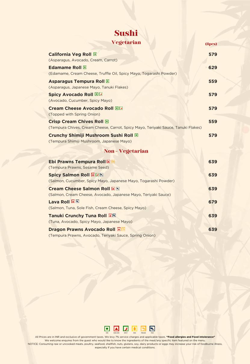 Menu at The Lama, Jaipur
