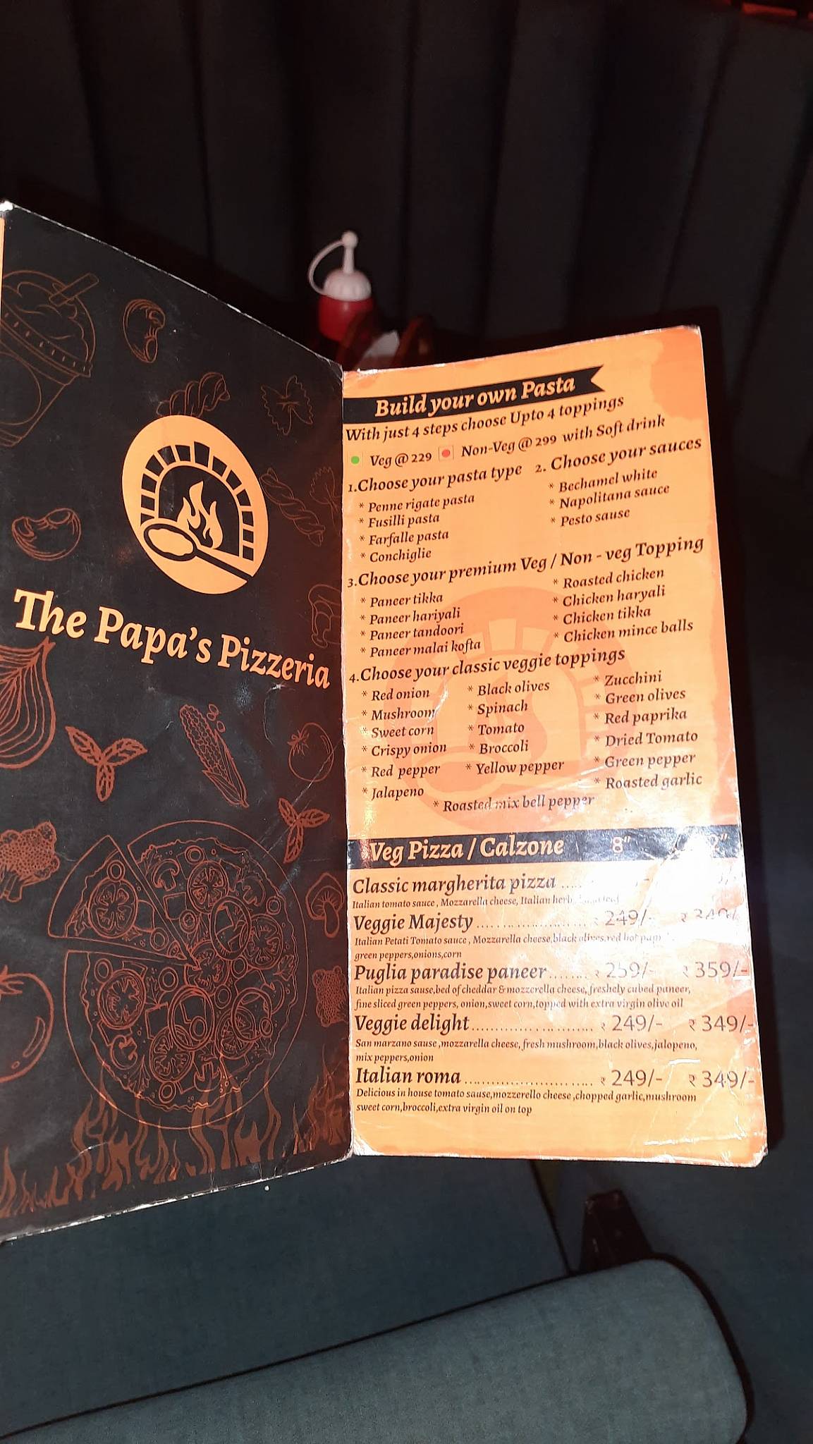 Menu at The Papa’s Pizzeria, Hanamkonda