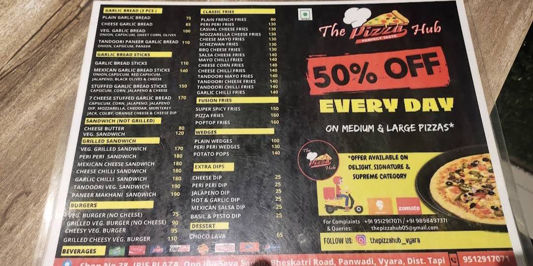 Menu at The Pizza Hub, Vyara