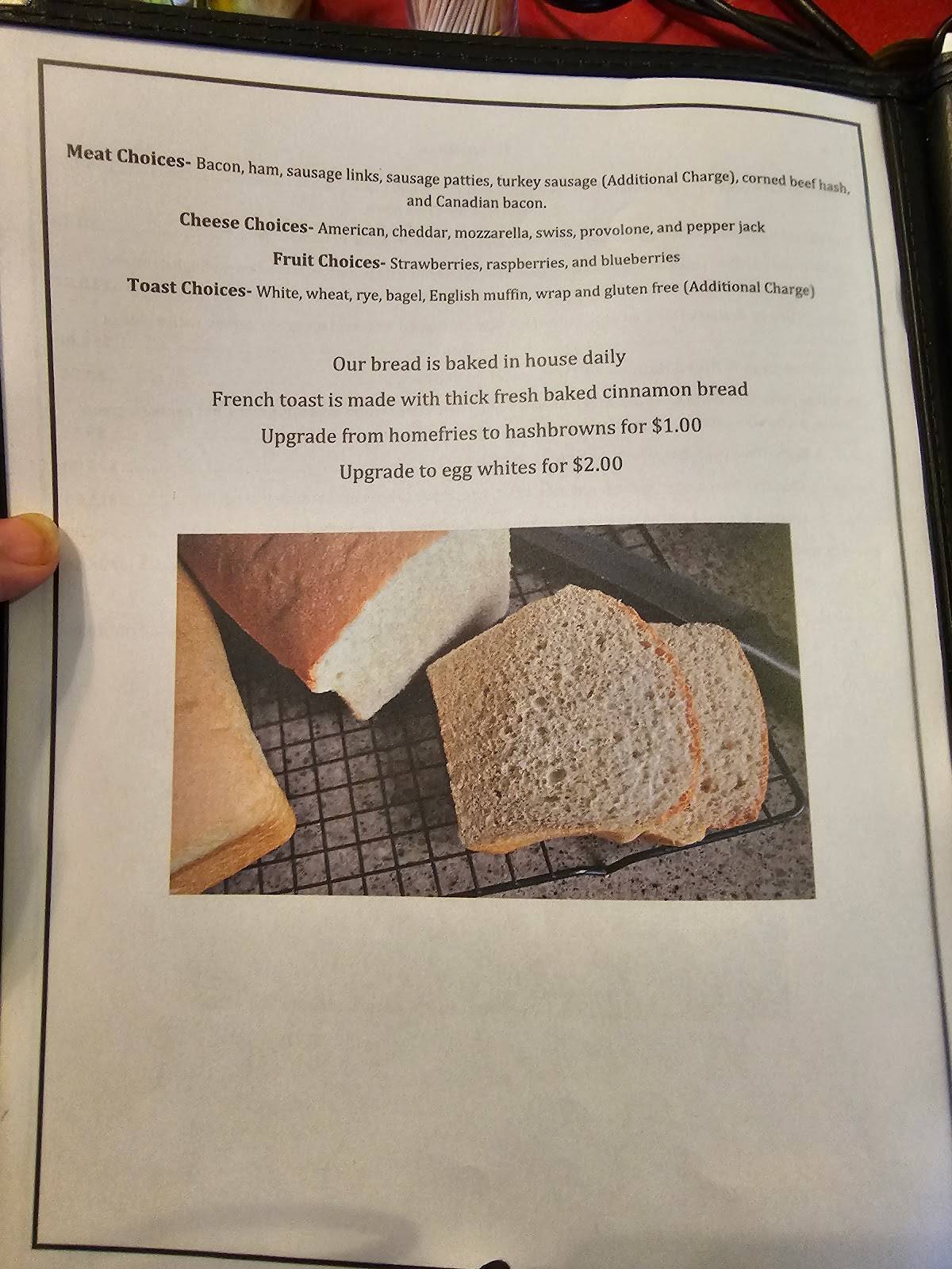 Menu at The Red Rooster Diner restaurant, Croghan