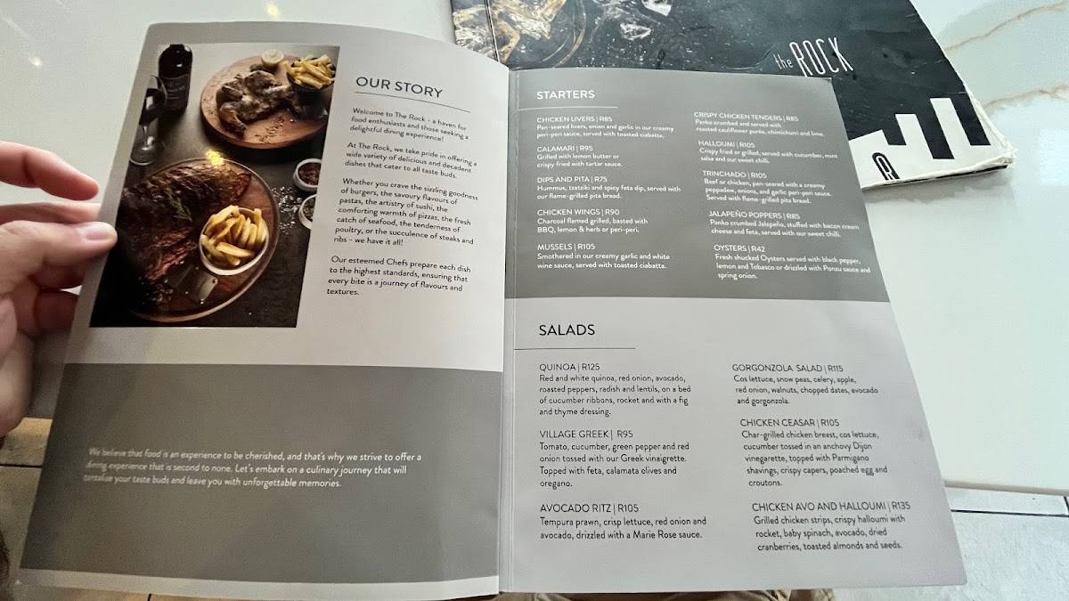Menu at The Rock Kyalami restaurant, Midrand