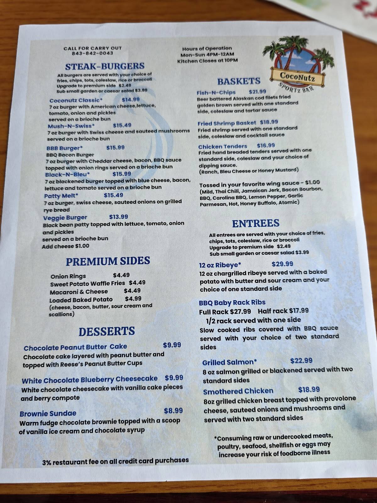 Menu at The Salty Dog Cafe, Hilton Head Island, 232 S Sea Pines Dr