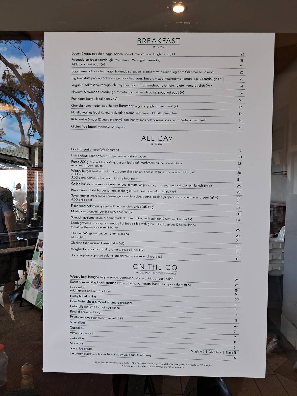 Menu at The Summit Cafe Mount Coot-Tha, Mount Coot-Tha
