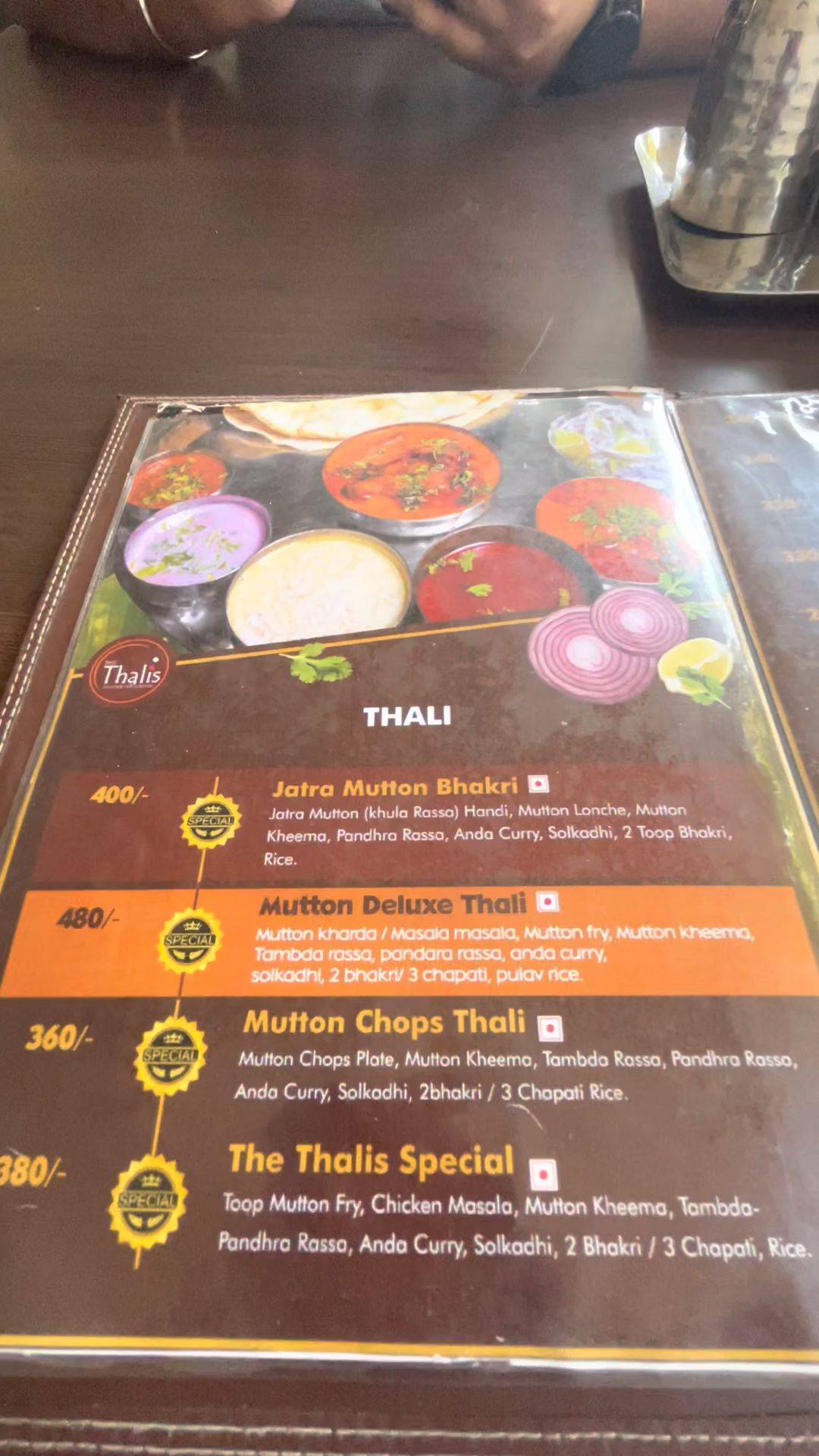 Menu at The Thalis Kolhapuri Thali Best Non veg thali in kolhapur, Kolhapur