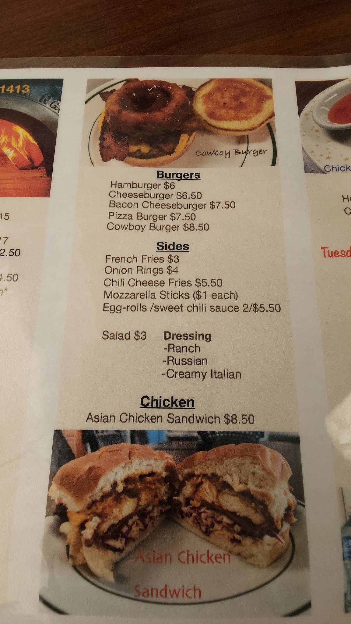 Menu at The Wildfire Pizza & Grill BBQ, Buckley