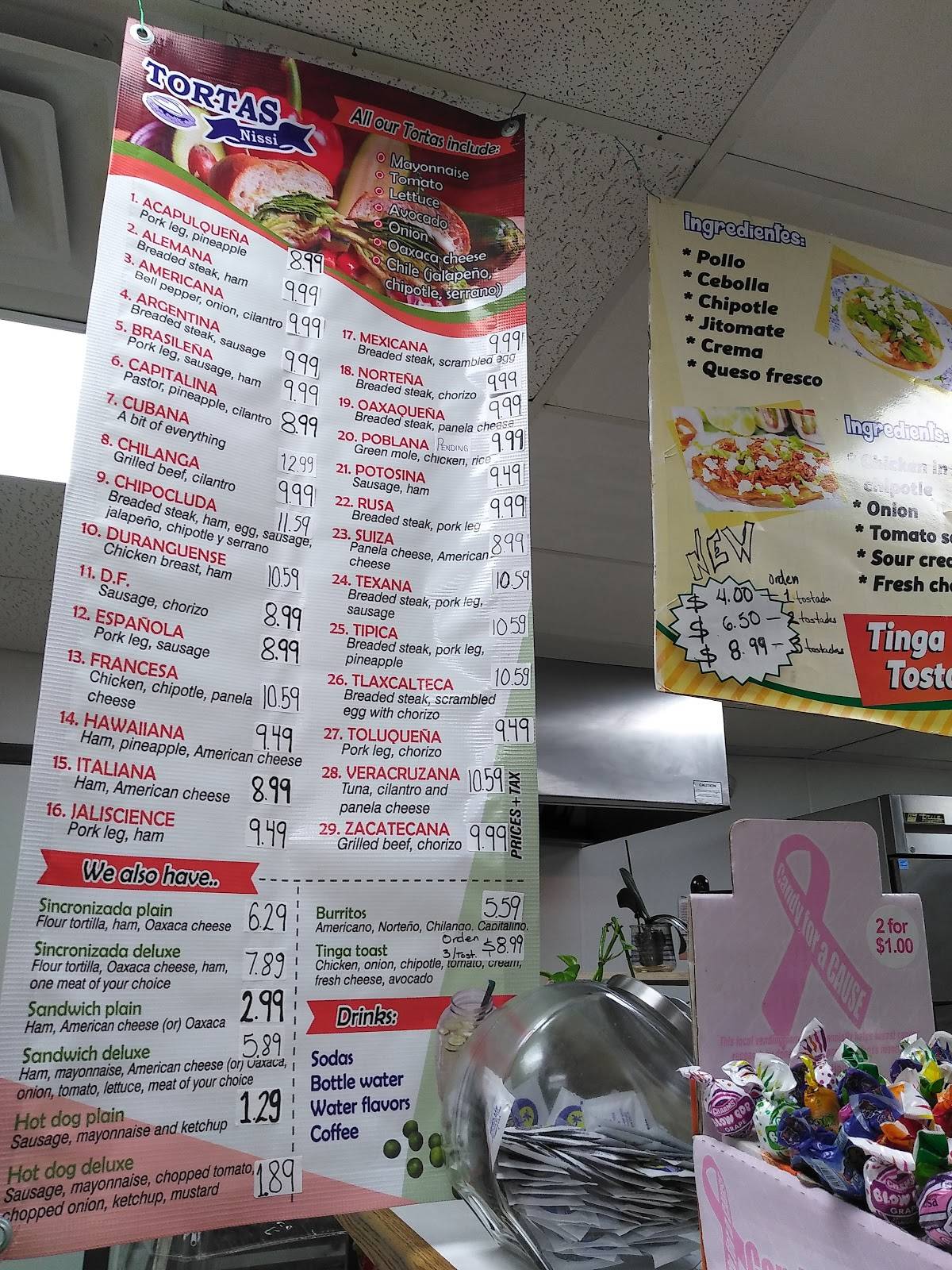 Menu at Tortas Nissi - Mexican Sandwiches restaurant, Bellmead