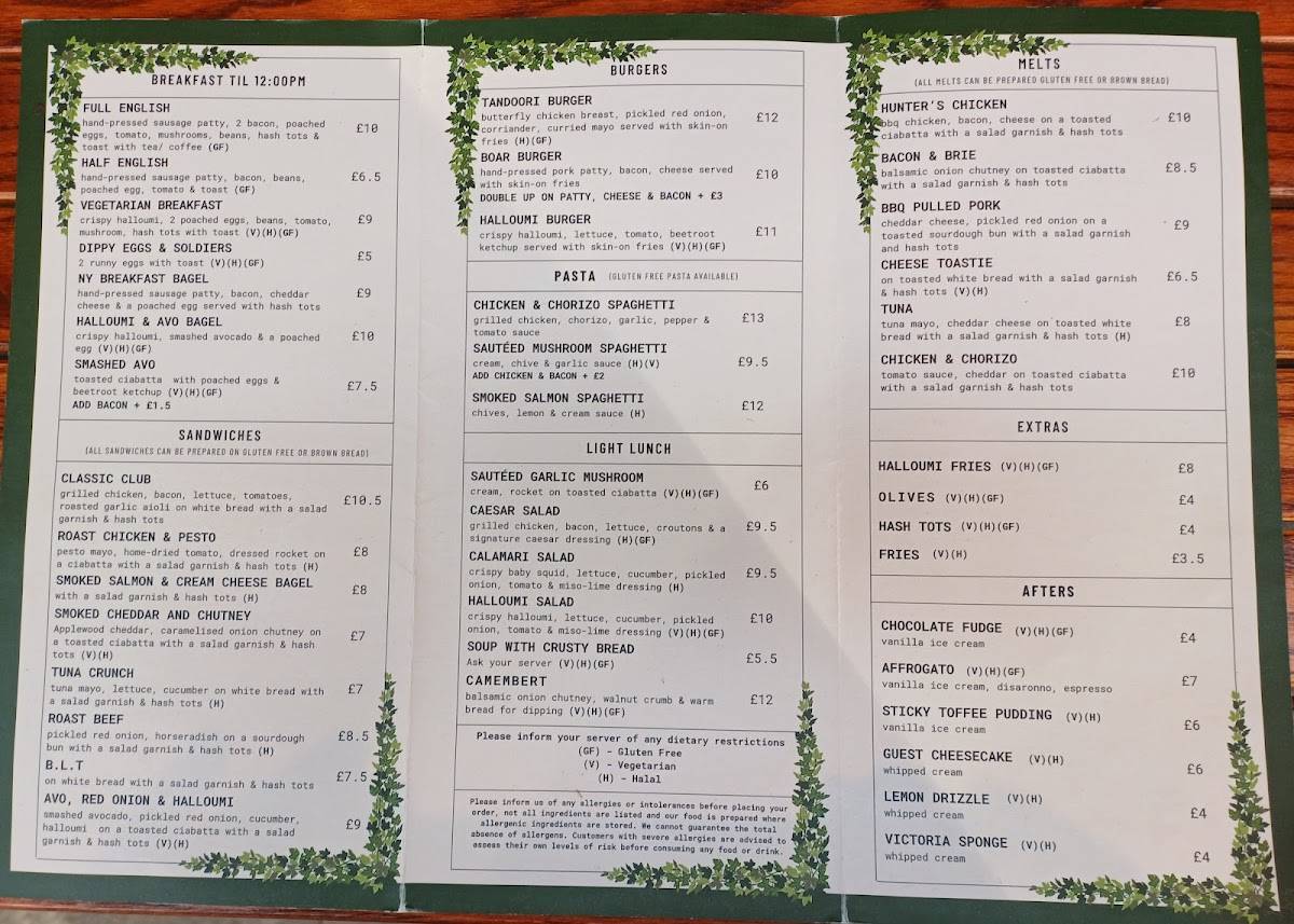 Menu at Totem restaurant, Halifax, 8 Westgate