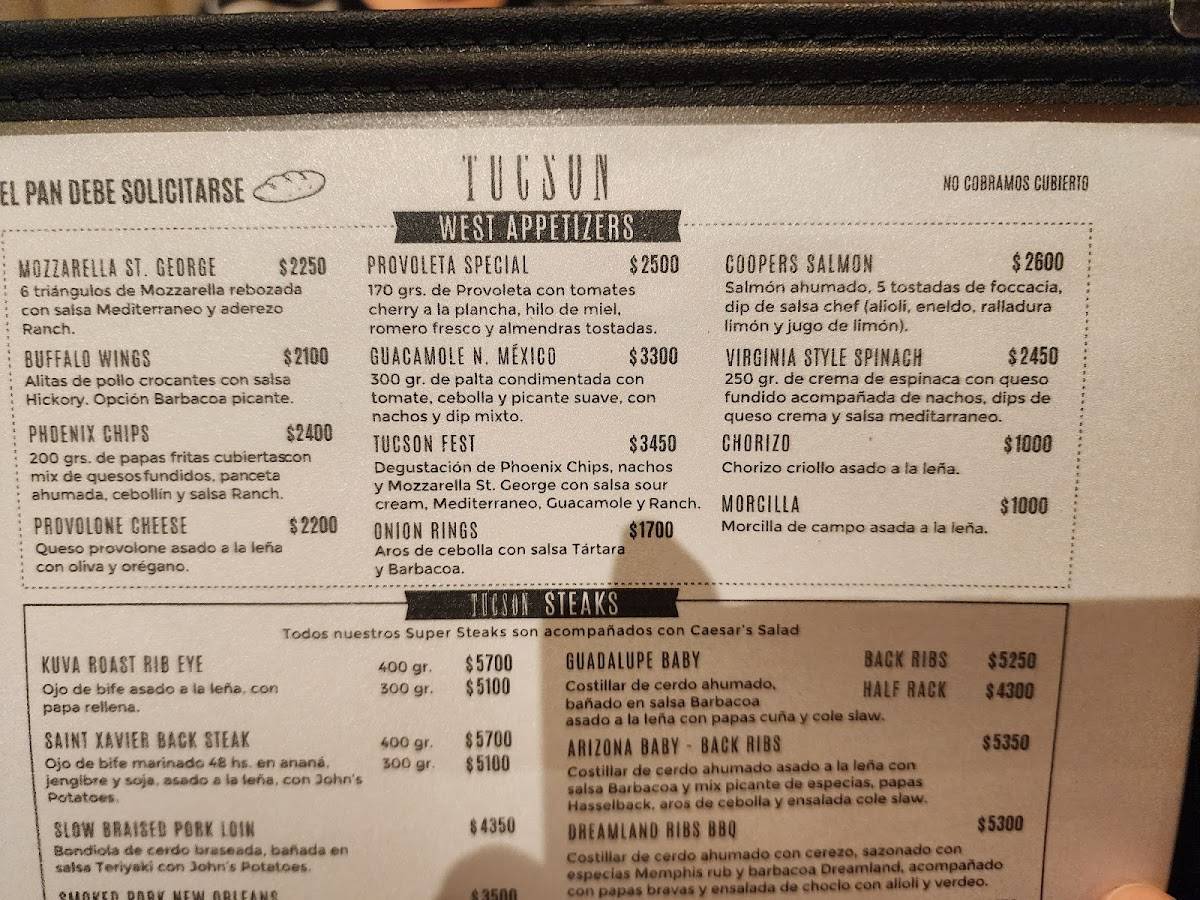 Menu at Tucson restaurant, Don Bosco