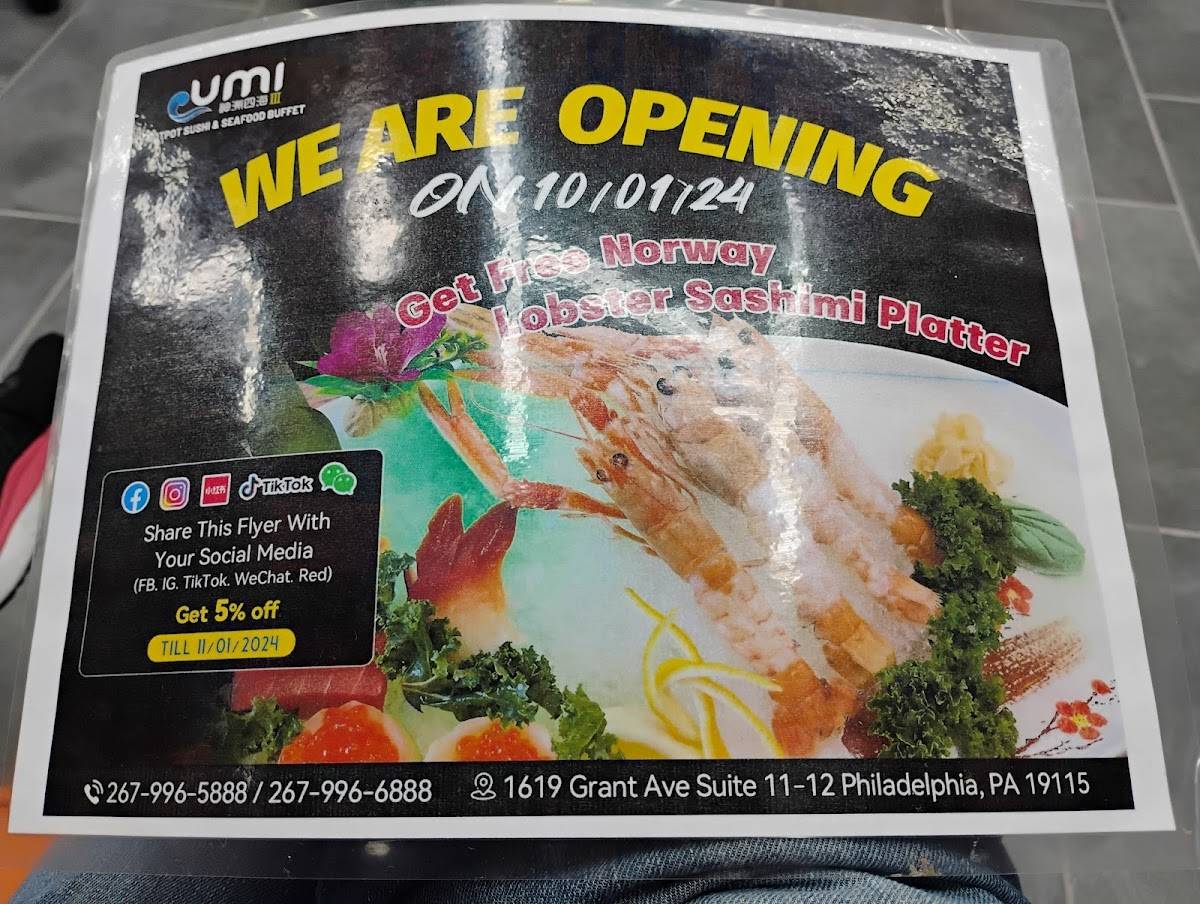 Menu at Umi Hot Pot Sushi & Seafood Buffet restaurant, Philadelphia