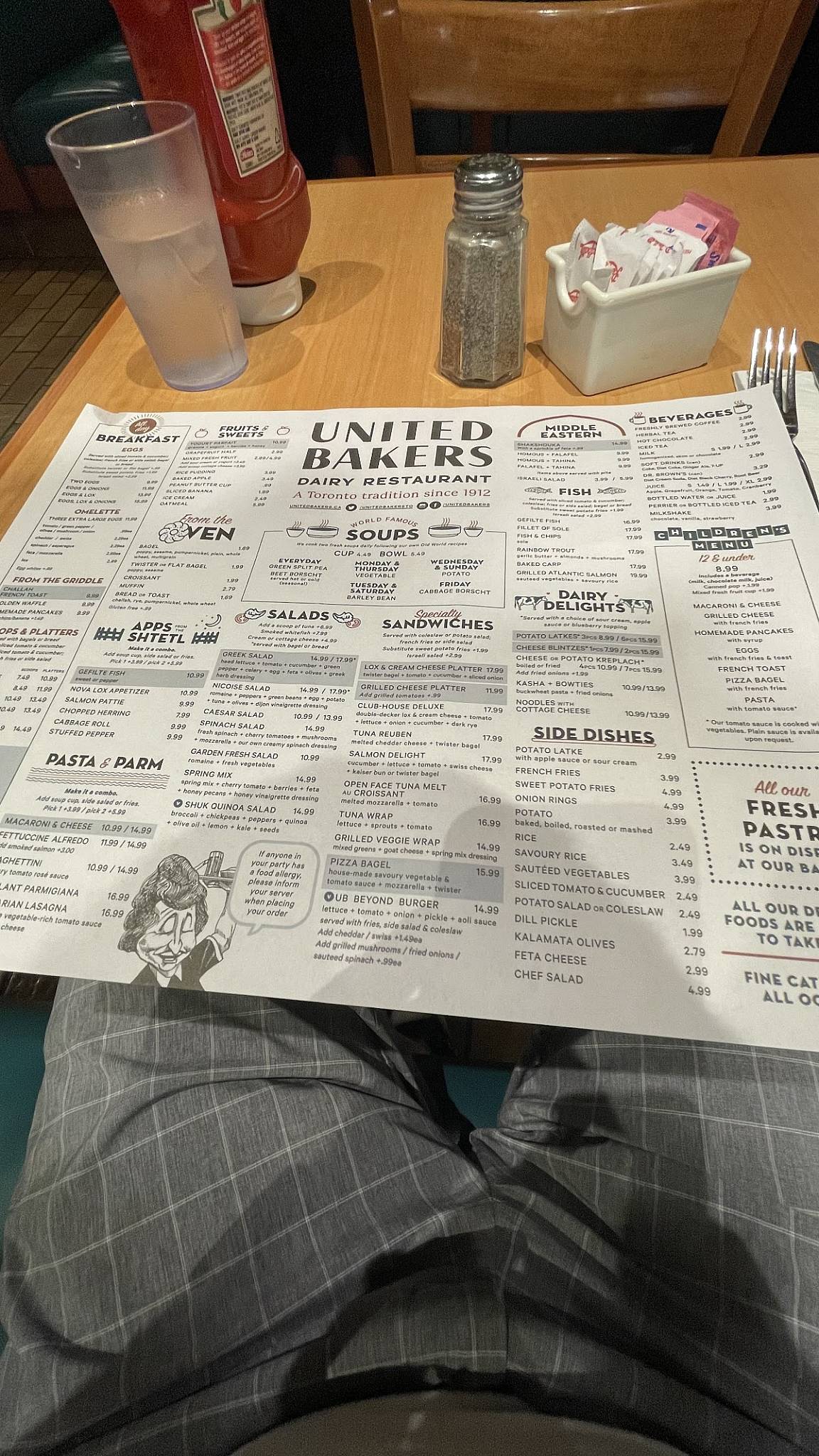 Menu at United Bakers Dairy Restaurant, Toronto