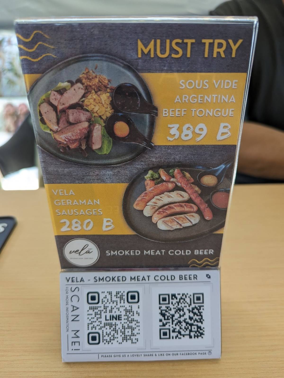 Menu at ร้าน Vela Low & Slow Cooked restaurant, Bangkok